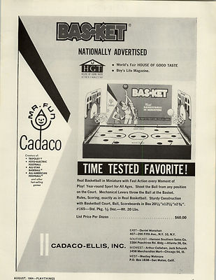 1964 PAPER AD Cadaco Ellis Toy Play Bas Ket Basketball Game | eBay