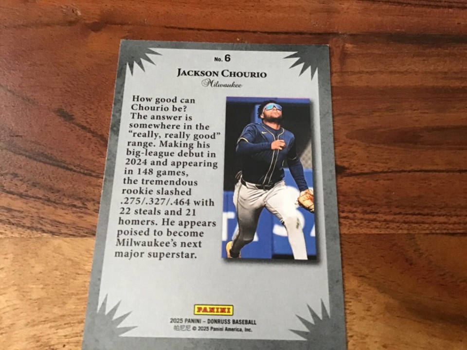 2025 Donruss Baseball Jackson Chourio Elite Series #6 - Milwaukee ...