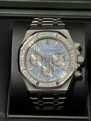 New Audemars Piguet AP Royal Oak Ice Blue dial Diamonds 26715ST.ZZ ...