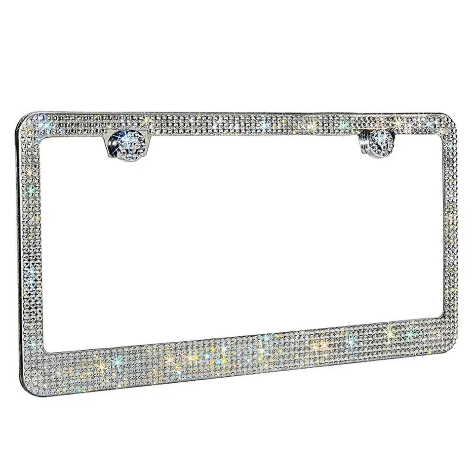 2PCS Bling License Plate Frame Glitter Crystal Sparkling Rhinestone ...