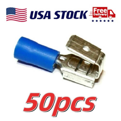 50Pcs Blue Piggyback Quick Wire Disconnect Connectors Male/Female Spade ...
