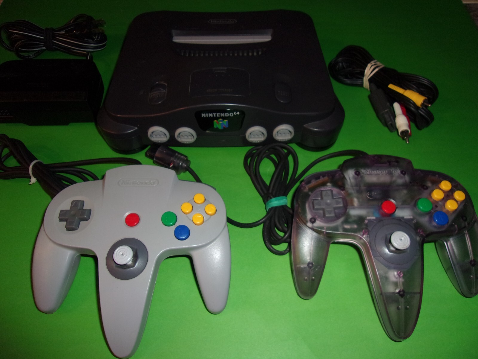Nintendo 64 N64 Console 2 Controllers Power Adapter AV Cable Clean ...