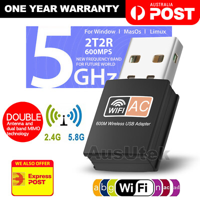 Dual Band 600Mbps USB WiFi Wireless Dongle AC600 Lan Network Adapter 2 ...