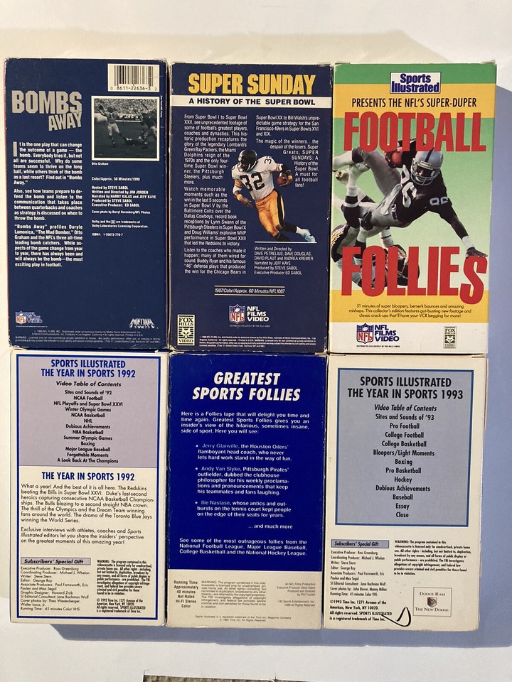 NFL and SI VHS Tapes Lot of 6 Football Follies Superbowl | eBay