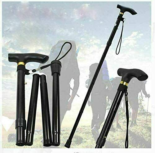Black Folding Unisex Walking Stick Adjustable Travel Portable Secure ...