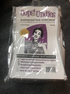 NWT Oops! Undies 2-pack XS 3-4 Years Waterproof Cotton Bamboo Training ...