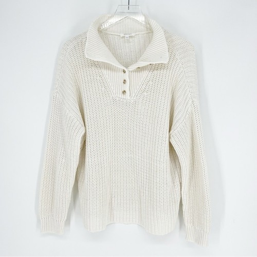 Talbots Haven Well Within Button Up Mock Neck Sweater L White | eBay