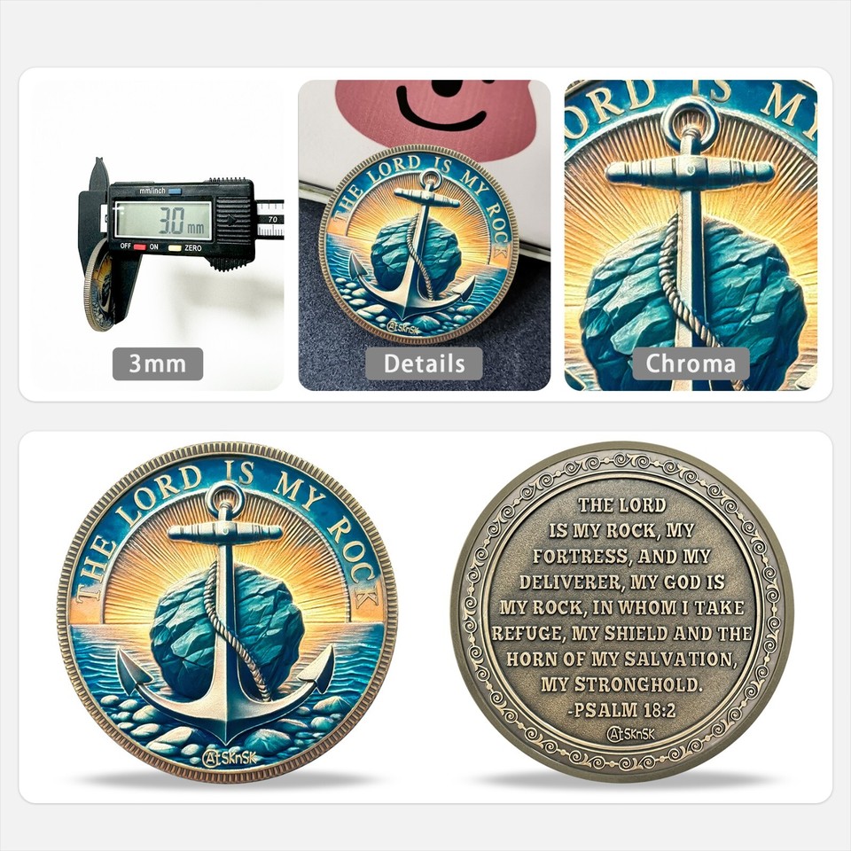 Inspirational Christian Challenge Coin - The Lord is My Rock - Psalm 18 ...