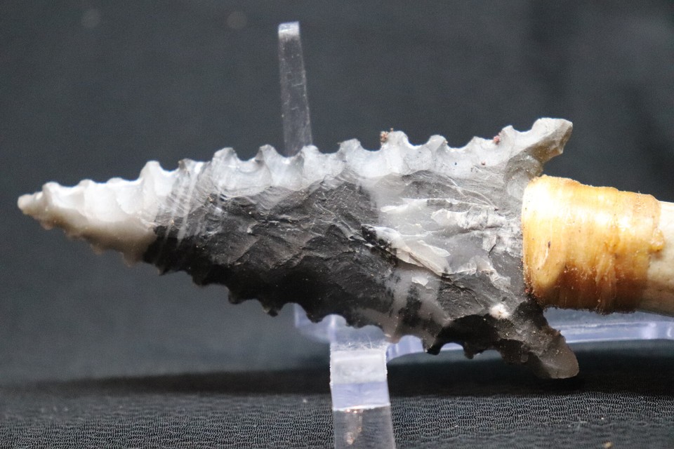 Flint Knapped Knife Arkansas Novaculite on Deer Antler Handle w/Leather ...