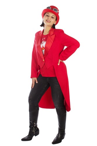 Fancy Dress Costume Ladies Tailcoat Carnival Cologne Red Satin Size 36 ...