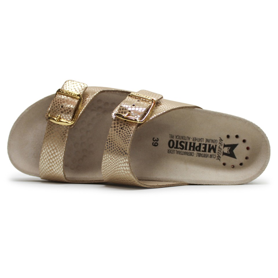 Mephisto Womens Sandals Harmony Casual Buckle Slip On Metallic Leather ...
