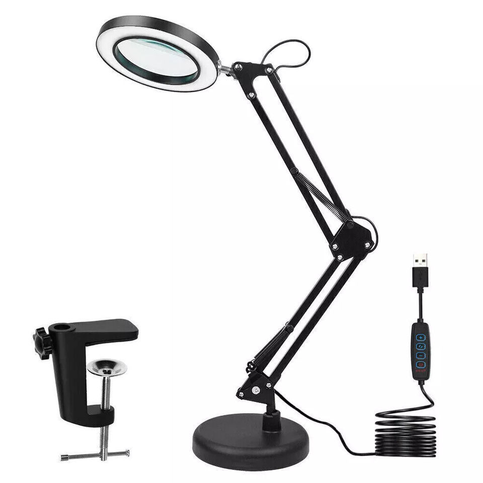 10X Magnifying Glass Desk Light Magnifier LED Lamp Reading Lamp With ...