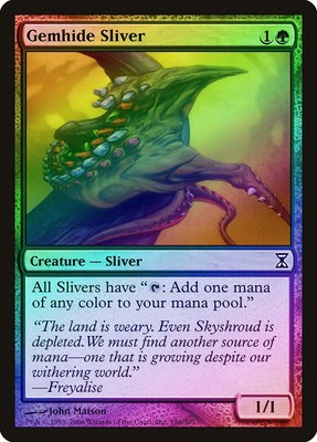 Gemhide Sliver FOIL Time Spiral HEAVILY PLD Green Common MAGIC MTG CARD ...