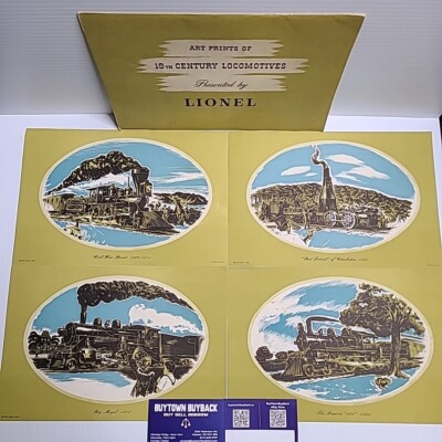 Vintage 1950s Art Prints of 19th Century Locomotives Presented By ...