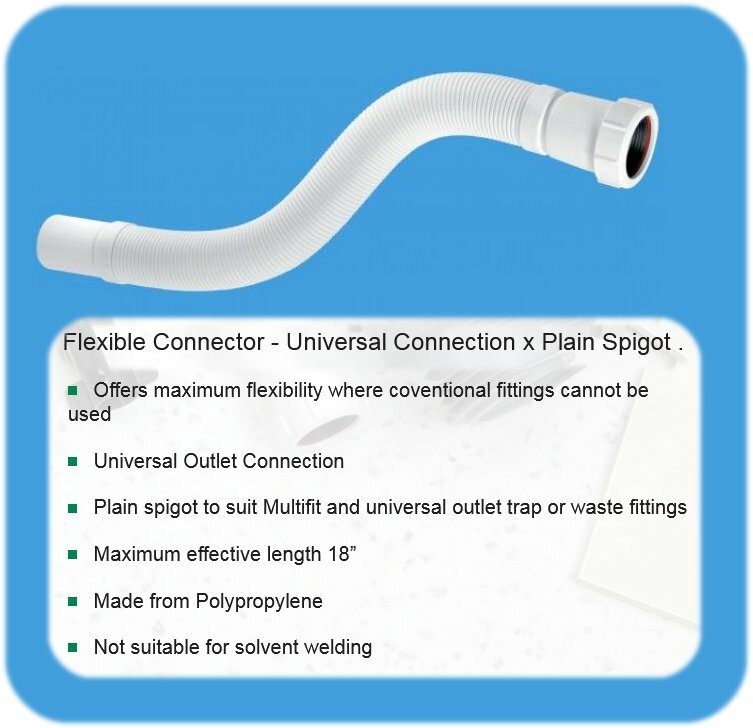 Freestanding Bath Waterless Waste Trap Kit with Flexible Waste Pipe 1.5 ...