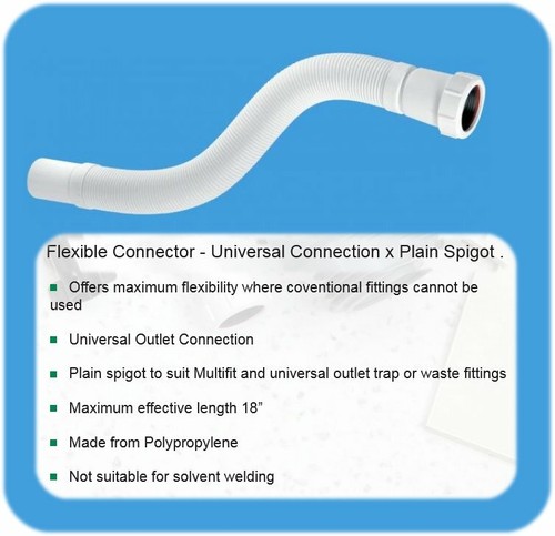 Freestanding Bath Waterless Waste Trap Kit with Flexible Waste Pipe 1.5 ...