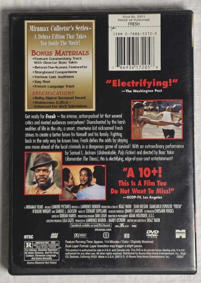 Fresh DVD 1994 Miramax Collector’s Series Samuel L. Jackson 90s Urban ...