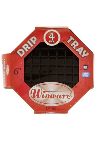 Winco DT-60 4 Count Drip Trays, 6 by 6-Inch, Value Pack, Black, Medium ...
