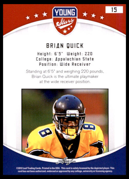 2012 Leaf Young Stars #15 Brian Quick Appalachian State Mountaineers | eBay