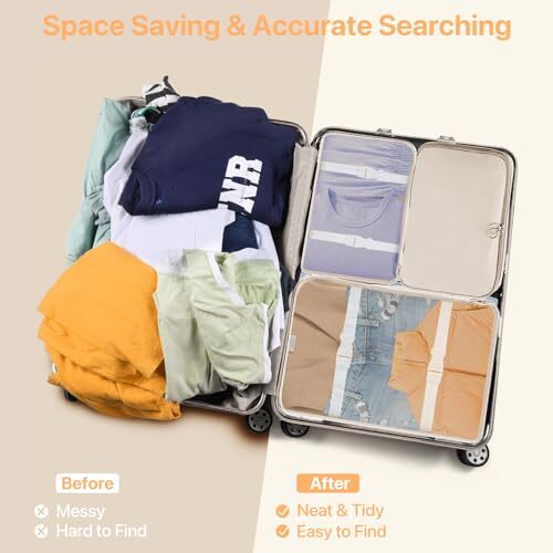 12 PCS Beige Packing Cubes Set, packing cubes for travel, compression ...