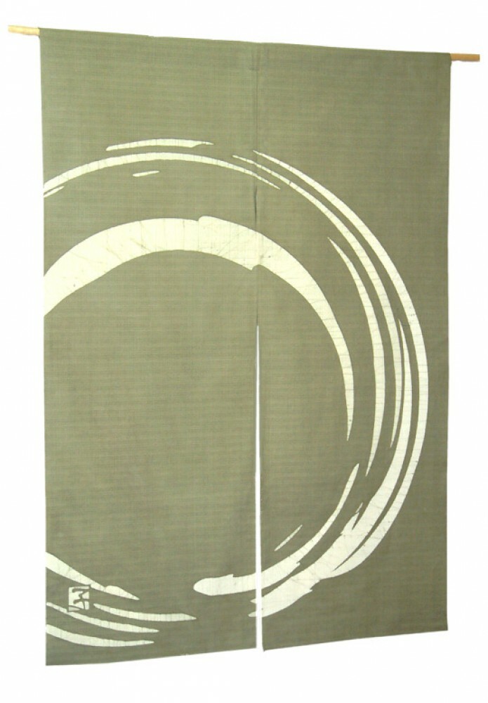 Kyoto Enso Maru Pattern Noren Door curtain Roketsu dye LightGreen ...