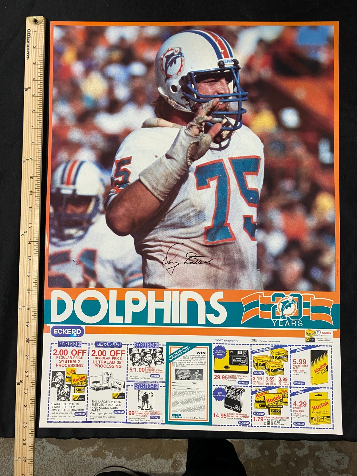 1984-85 Miami Dolphins Eckerd Drugs 20 Year Promo Poster 20x24" Set of ...