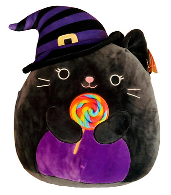 Squishmallow Autumn the Cat 12" Plush, Black Purple Cat Halloween ...