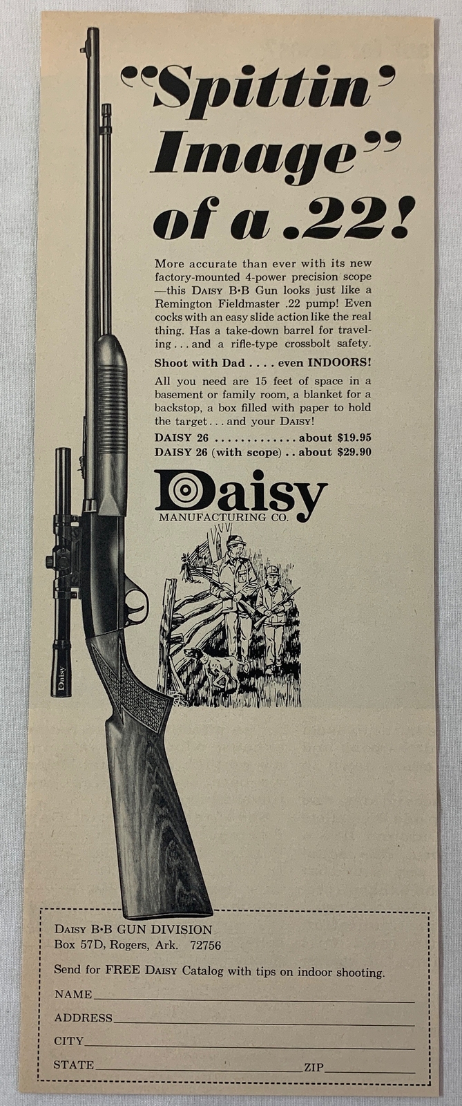 1967 Daisy bb gun air rifle ad ~ SPITTIN IMAGE OF A .22 ~ Model 26 with ...