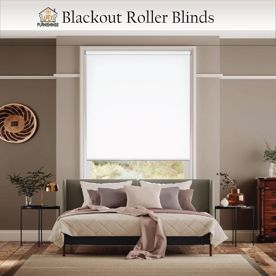 Apex Furnishings White Blackout roller blinds for 90W x 165H cm, | eBay UK