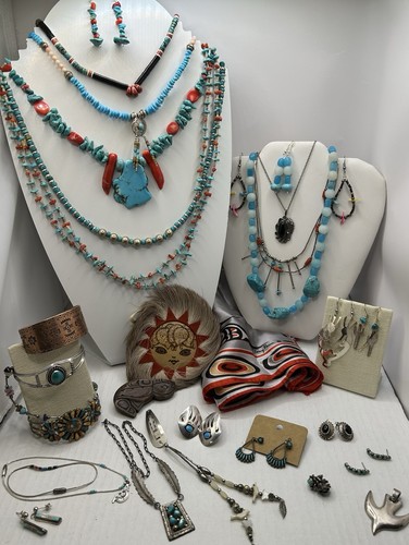 Vintage VF Native American 32 Pc JEWELRY LOT C1956-1969 Gems & 925 Sgd-Unsgd NR | eBay