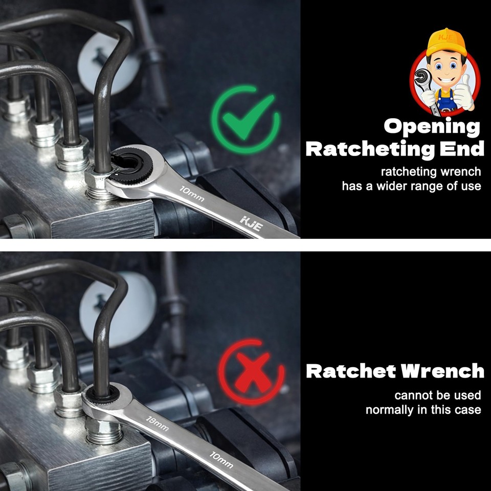 6PCS Metric 10-17mm Ratcheting Flare Nut Wrench, Brake Line Wrench Set ...