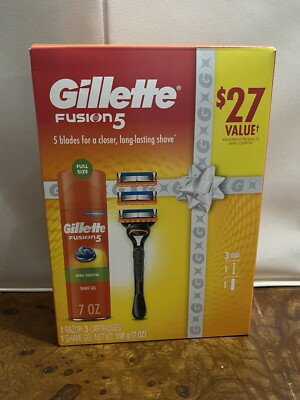 Gillette Fusion 5 - 5 Blade Razor Set, 1 Handle, 3 Blades, 1 Extra ...