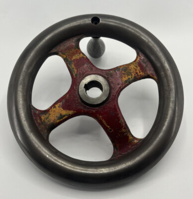 8 1/4" Cast Iron 4 Spoke Curved Hand Wheel USA Made 13/16" Arbor (1126 ...
