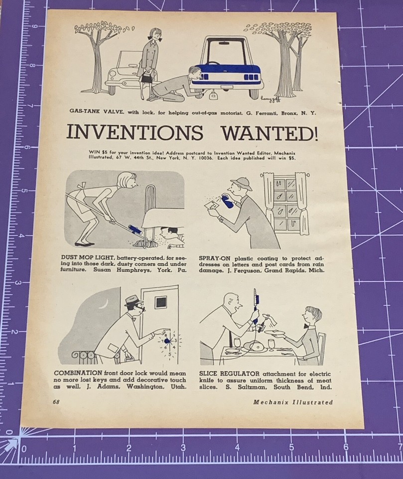 INVENTIONS WANTED CONTEST CARTOON MECHANIX ILLUSTRATED MAY 1966 PRINT ...