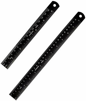 Set of 2 PREMIUM Steel Rulers 12 inch 6 inch Metric CM Imperial School ...