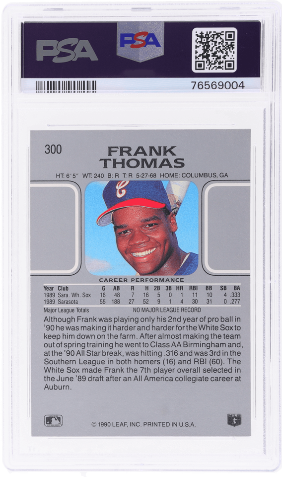 1990 Leaf Frank Thomas Auto #300 PSA 10/10 Rookie RC | eBay