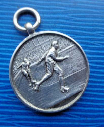 Roller Skating Medal Sterling Silver Fob Antique h/m 1909 William James ...
