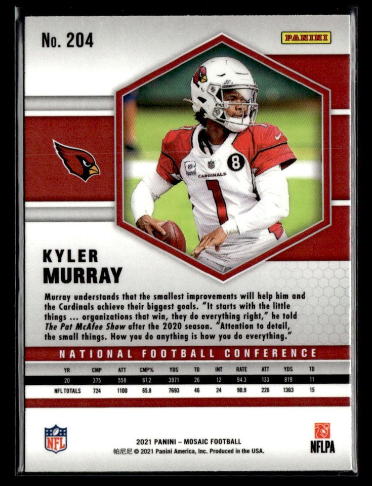 2021 Panini Mosaic #204 Kyler Murray Card Arizona Cardinals | eBay