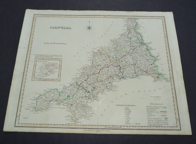 Pre-1900 - Antique Map Of Cornwall