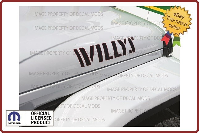 Set of 2: 2008 - 2025 Jeep Wrangler WILLYS Hood decals stickers Black ...