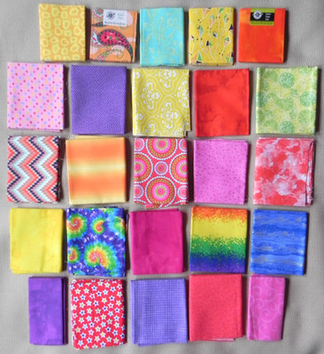 25 Fat Quarters, Assorted Patterns in Bright Colors, 18"x21" Cotton ...