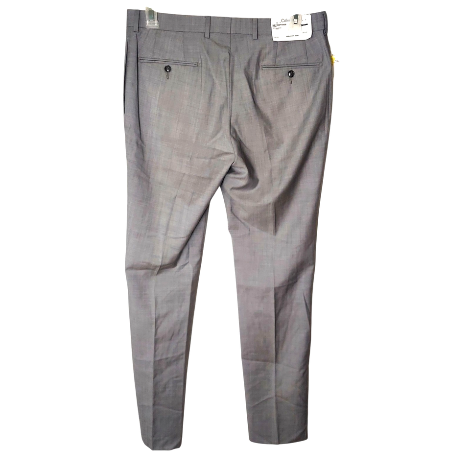 Calvin Klein Mens Pants Size 33 x 34 Light Gray Unhemmed 100% Wool Suit ...