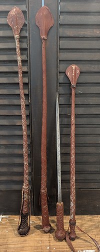 3x Lot VTG Red Braided Leather Riding Crops 1 W/ Hidden Dagger ...