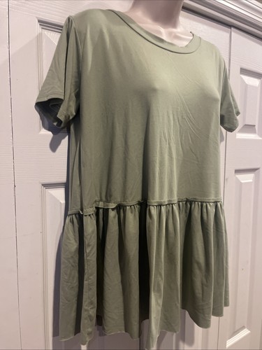 Boho Green Entro Size Large Short Sleeve Top | eBay