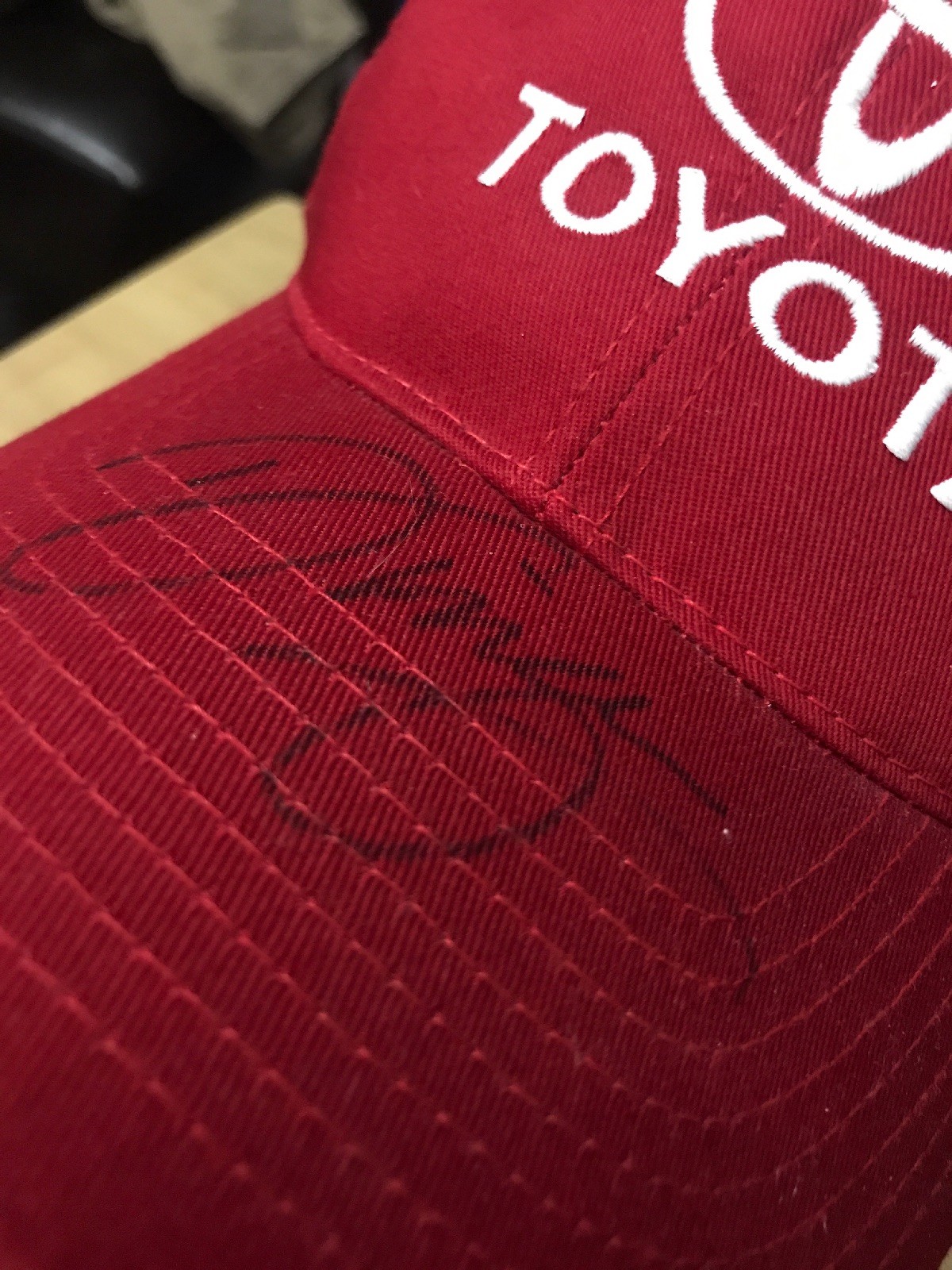 Toyota Red Truck Car Autographed Baseball Cap Hat - Gem