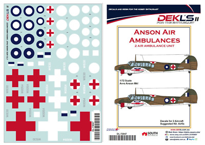 1/72 Decal - 'Anson Air Ambulances' - 2 Air Ambulance Unit DEKL's II ...