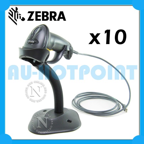 Zebra LS2208 Handheld USB Wired Barcode Scanner Kit with Stand 10 Unit ...