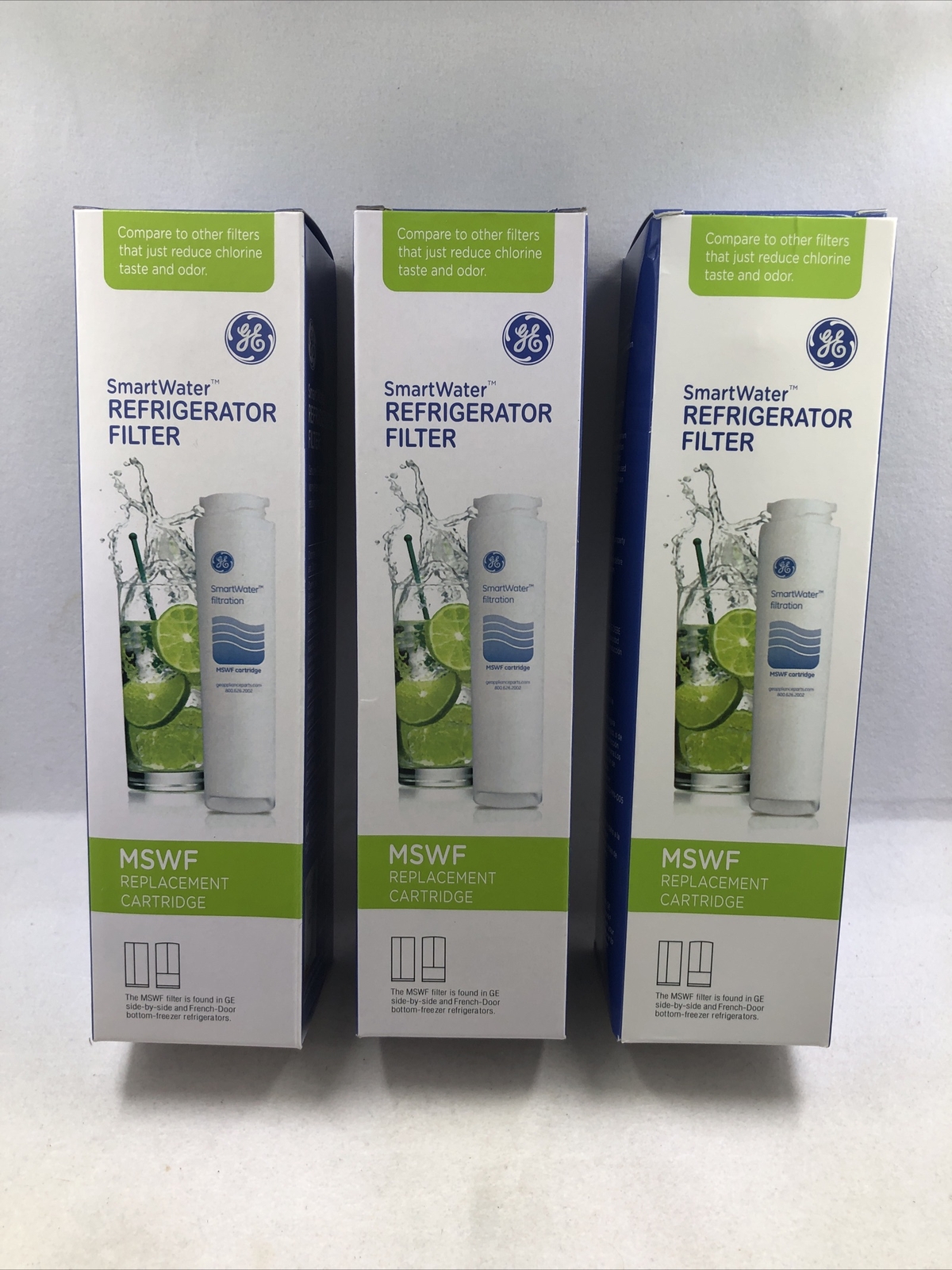 3 PACK GE MSWF Smart Water Refrigerator Water Filter Replacement ...