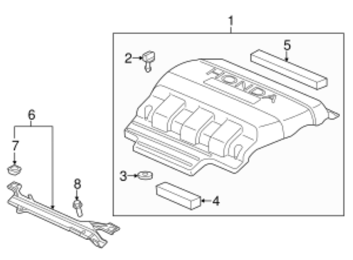 GENUINE 05-15 HONDA Pilot Engine Cover Mounting Locking Stud ...