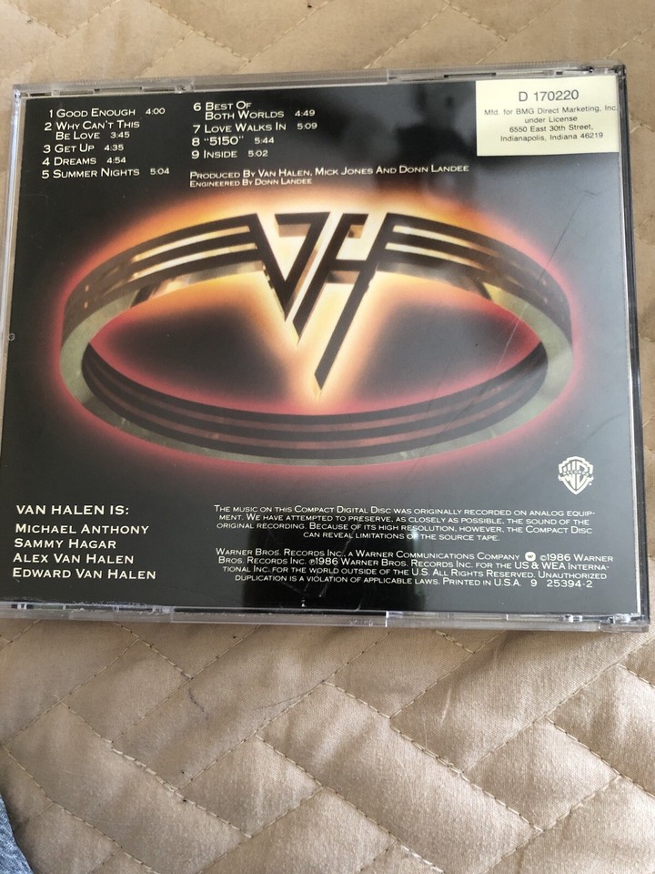 Van Halen: 5150 Audio CD - LN - Free Shipping 75992539425| eBay